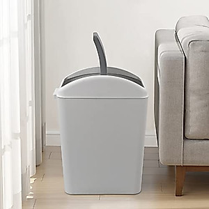 Kekow 4.5 Gallon Small Plastic Trash Can, Swing Lid Waste Can, Gray