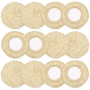 12 Pcs 3 Inch Polishing Pad Buffing Pads Kit Wool Polishing Pad Hook Loop Buffing Pads for Drill Curved Edge Compound Cutting Pad Wheel Polish Pad Car Body Repair Buffing Drill Polisher Attachment