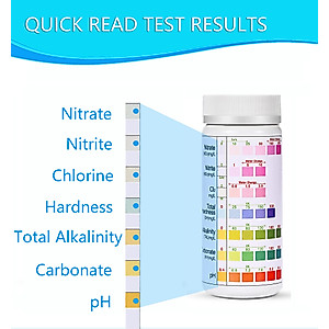 SpringSmart 7 in 1 Aquarium Test Strips Kit - 100 Strips Use for Freshwater Fish Tank, Fish Pond, Accurate & Fast Testing pH/Nitrite/Nitrate/Chlorine/Carbonate/Total Alkalinity/Hardness
