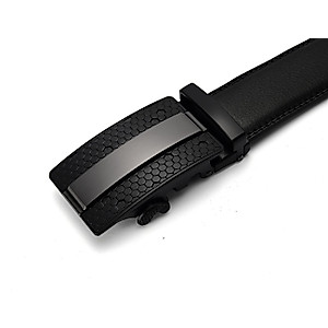 X Xhtang Men's Ratchet Belt Genuine Leather Slide Belts Adjustable From 36" to 43" Waist For Men 1 3/8 Inches Wide Black