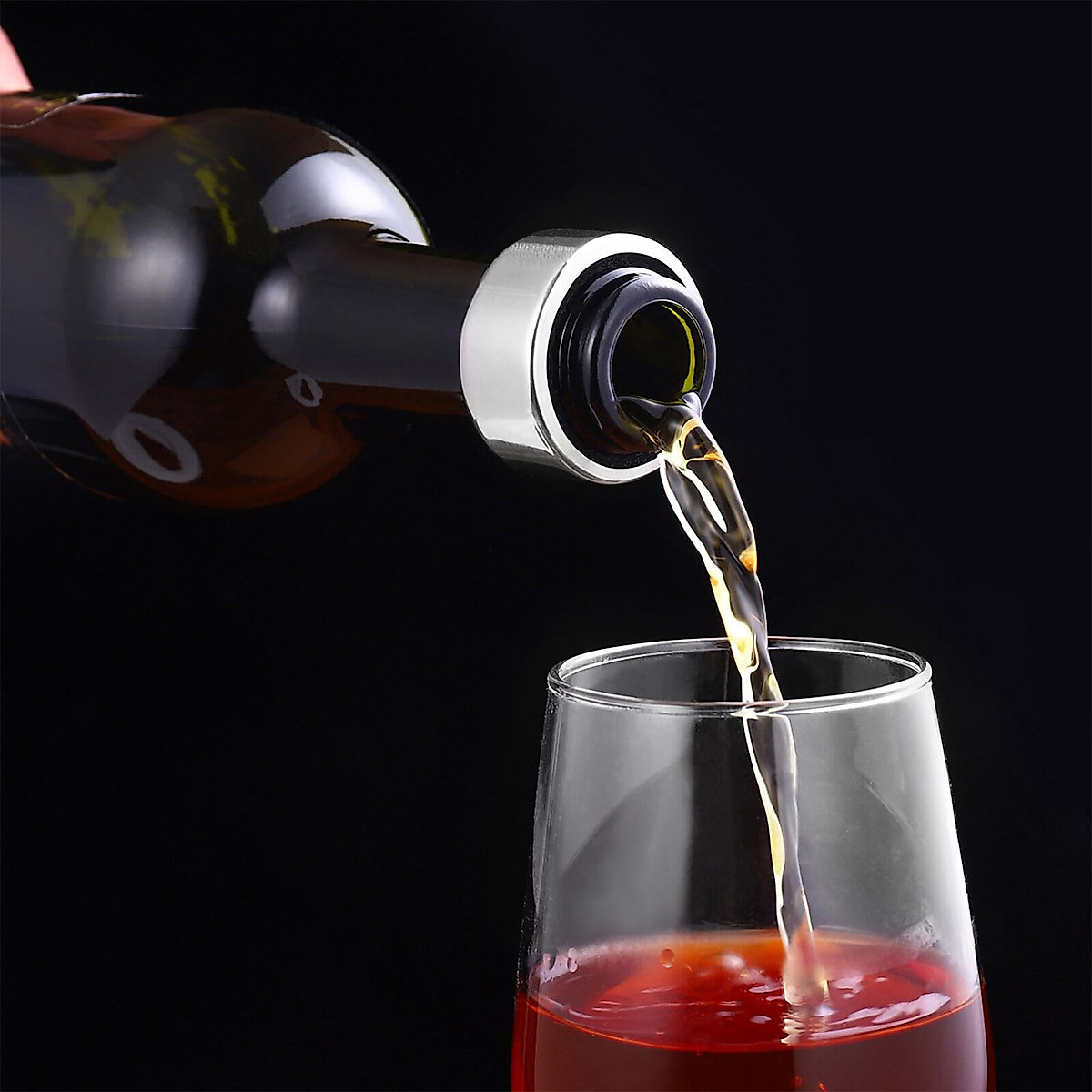 BESTONZON 4PCS Stainless Steel Red Wine Drip Stop Ring Wine Bottle Collar Leak-Proof Anti-Overflow Ring for Restaurant Household (Without Stripe)