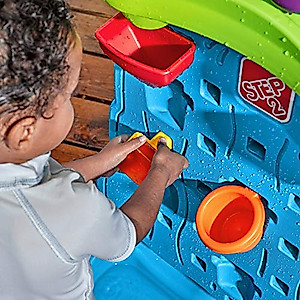 Step2 Waterfall Discovery Wall | Double-Sided Outdoor Water Play Set with 13-Pc Accessory, Multicolor, Basic