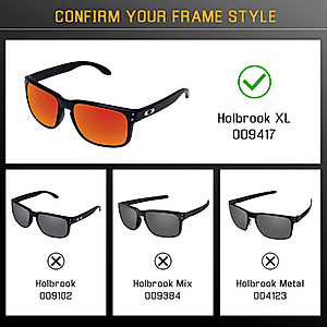 Bwake Replacement Lenses for Oakley Holbrook XL Set Sunglasses OO9417 - Black + Silver + Green + Fire Red POLARIZED