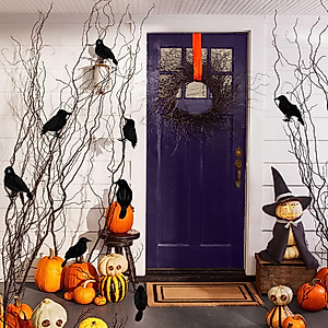 Pseutio 6 Pack Halloween Crows and Ravens Decorations Halloween Feathered Crows Realistic Looking Raven for Halloween Prop Decor