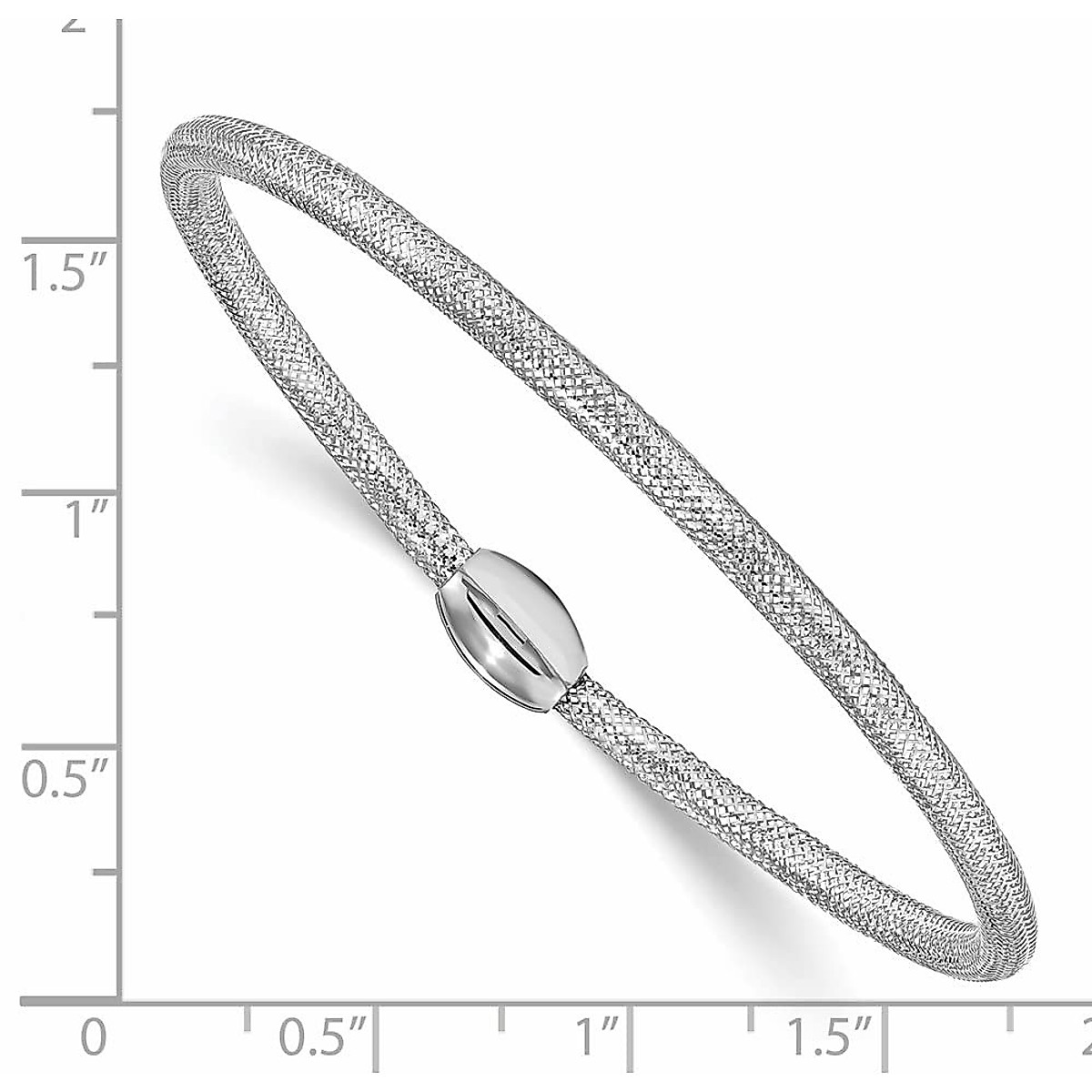 Diamond2Deal 14k White Gold Polished Mesh Stretch Bangle Bracelet