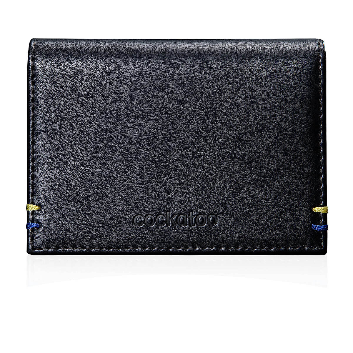 Cockatoo Business Card Case Holder for Men & Women, Genuine Leather Vertical Bifold RFID Front Pocket Wallets