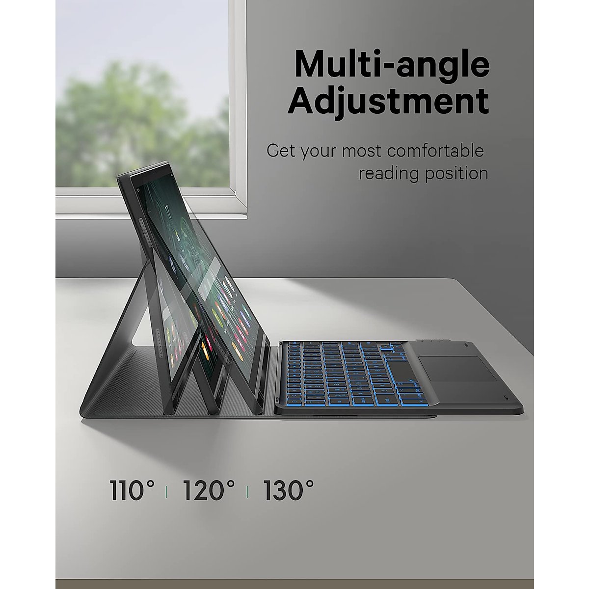 GreenLaw Samsung Galaxy Tab A8 Keyboard Case, Multi-Gesture Smart Touchpad, Magnetic Detachable, Type-C Rechargeable Case with Keyboard for Galaxy Tab A8 10.5 inch (SM-X200/X205/X207), Black