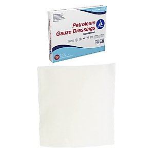 Dynarex Sterile Petroleum Non Adhering Gauze Dressing for Wounds, 12 Count