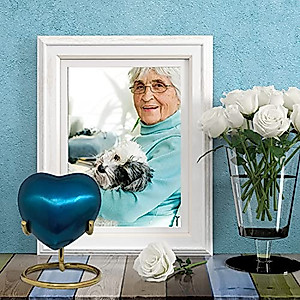 Blue Heart Keepsake Urn - Mini Cremation Urn with Stand & Box - Small Blue Urn for Ashes - Token Urn for Human Ashes or Pet - Honor Your Loved One with a Blue Heart Urn - Perfect Mini Urn Keepsake