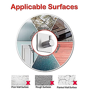 HXIO Adhesive Hooks Heavy Duty Wall Hooks Waterproof on Hooks Wall Hangers Waterproof Stainless Steel Sticky Hooks for Hanging Bathroom Kitchen Home(6 Pack)