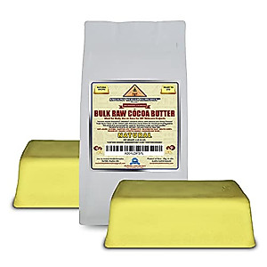 ANCIENT HEALTH REMEDIES Organic Unrefined Raw NATURAL COCOA (CACAO) BUTTER BLOCKS Bulk Size Rich Chocolate Aroma For Lip Balms Stretch Marks DIY Base for Body Butter (2Lb)