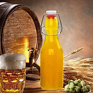 Accguan 8oz Glass Bottle,Beer Bottle with Flip-top Airtight Lid for Kombucha, Kefir, Vanilla Extract, Beer, Beverages, Oil, Vinegar, Beer, Soda,Leak Proof(12pcs)