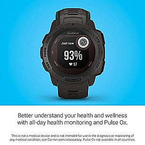 Garmin Instinct Solar, Solar-Powered Rugged Outdoor Smartwatch, Built-in Sports Apps and Health Monitoring, Graphite (Renewed)