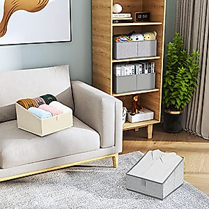 DIMJ Closet Baskets, 6 Packs Trapezoid Storage Bins, Fabric Baskets for Organizing Shelves, Foldable Storage Cube Bins for Toys, Baby Toiletry, Office Supplies, DVDs, Books