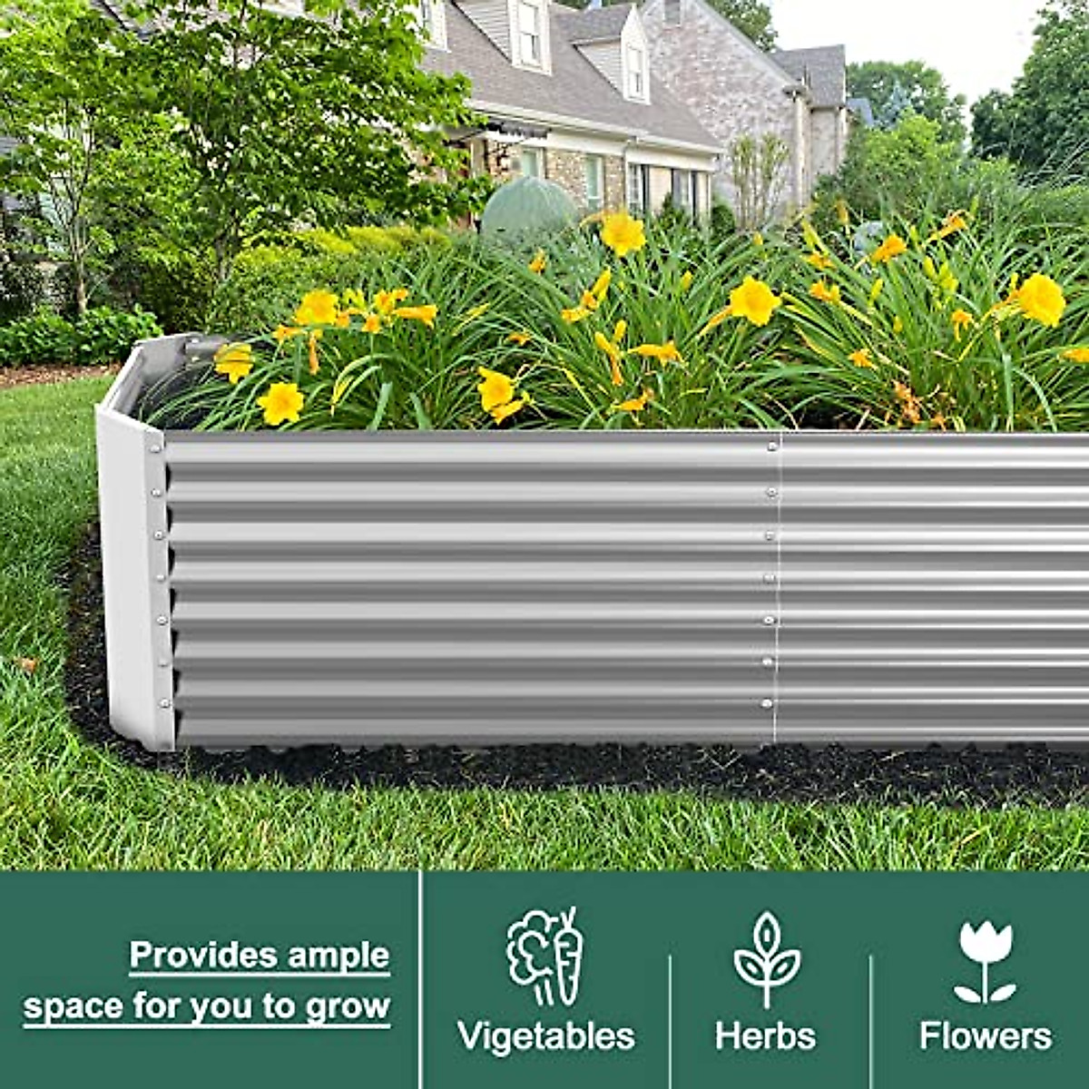 Land Guard 8×4×2 ft Galvanized Raised Garden Bed Kit, Galvanized Planter Raised Garden Boxes Outdoor, Large Metal Raised Garden Beds for Vegetables……