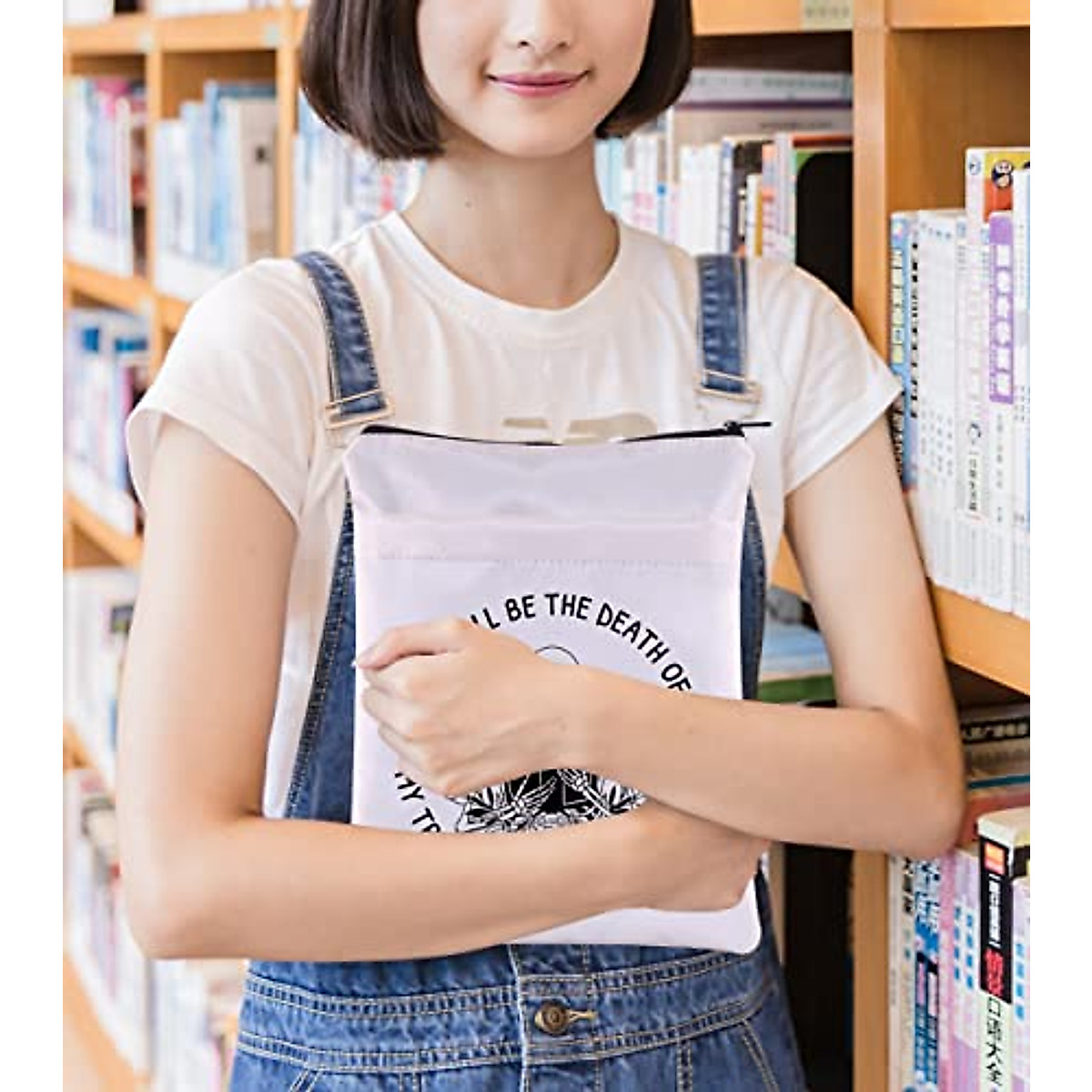 G2TUP My T-B-R Book Will Be The Death of Me Book Sleeve Book Lover Book Covers Bookish Gift Skeleton Book Zipper Book Protector to Be Read Halloween Gift (Be The Death of Me BS)