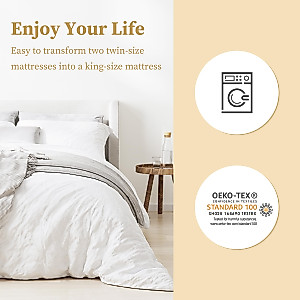 Bed Bridge Twin to King Converter Kit - Cotton Adjustable V-Shape Bed Connector -Extra Wide Bed Gap Filler - Non-Slip Design Mattress Connector - Light Upgrade Easily - Storage Bag Included