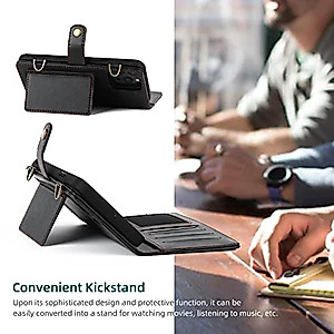 Misscase Compatible with iPhone 14 Pro Max Wallet Case,Detachable Magnetic Wallet Case with Card Holder,RFID Blocking,Zipper Wallet,Crossbody Strap,Card Slots for iPhone 14 Pro Max Black