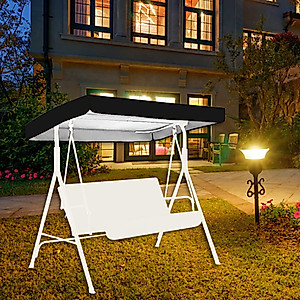 ikasus Outdoor Patio Canopy Swing Chair Cover, Replacement Canopy for Swing Outdoor Oxford Cloth Waterproof Top Dust Rain Proof Cover for Patio Swing Garden Swing Outdoor Black (Top Cover,65 x 45)