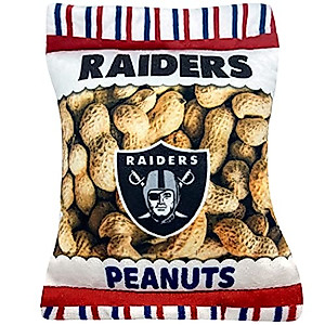 Pets First NFL LAS Vegas Raiders Crinkle FINE Plush Dog & CAT Squeak Toy - Cutest Stadium Peanuts Snack Plush Toy for Dogs & Cats with Inner Squeaker & Beautiful Baseball Team Name/Logo