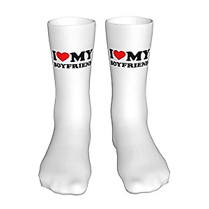 I Love My Hot Boyfriend 1 Socks Funny Socks Casual Crew Socks Compression Running Sock Moisture Wicking Novelty Christmas Gifts