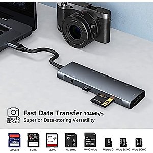 USB C Hub Multiport Adapter for iPad Pro MacBook Pro Air M1 2022 2020,12.9 11 inch, 9-in-1 USB C 4K HDMI Adapter with 3.5mm Audio Jack,3xUSB3.0,SD/Micro SD Card Reader,USB-C 3.0 Data,iPad Mini 6