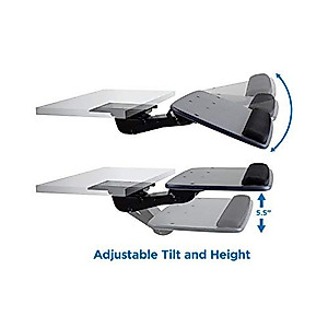 Mount-It! Under Desk Keyboard Tray, Adjustable Keyboard and Mouse Drawer Platform with Ergonomic Wrist Rest Pad, 17.25" Track (MI-7137)