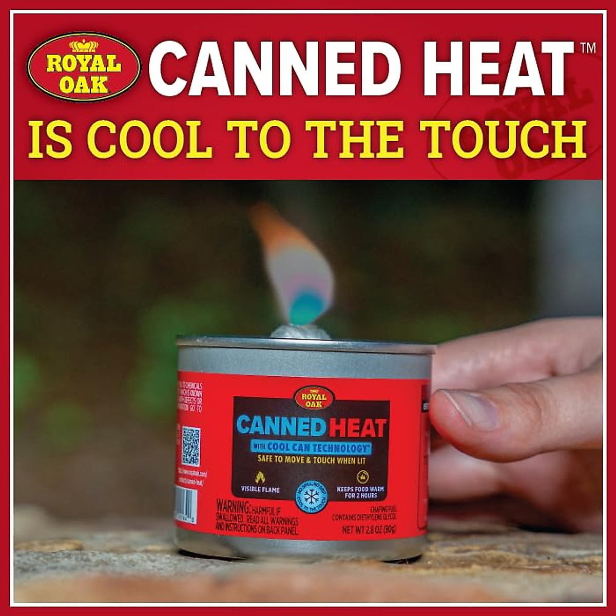 Royal Oak Canned Heat 12 Pack 6 Hour Fuel, Easy Open, Resealable, Non-Drip, for Food, Chafing Dishes, Buffet Burners, Parties, Weddings, BBQs, Small, Red