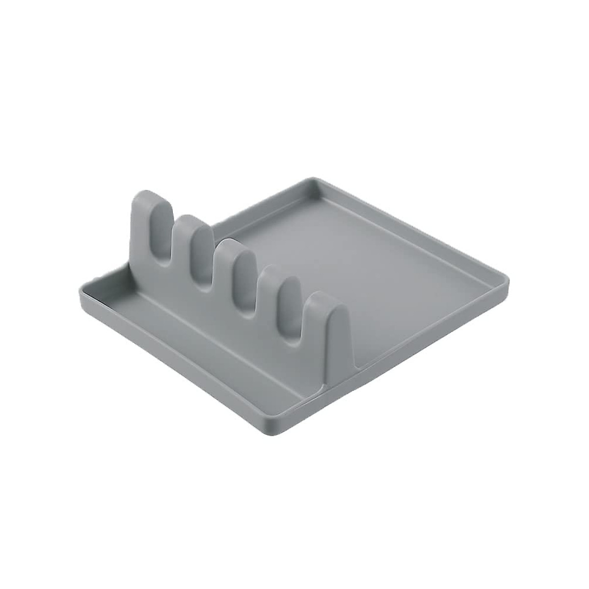 Kitchen Utensil Rest with Drip Pad, Multifunctional Lid Holder & Multiple Cooking Utensil Holder for Spoons, Ladles, Tongs, BPA-Free Spoon Rest & Holder for Stove Top, Heat-Resistant - AC2 (Grey)