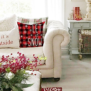 PANDICORN Christmas Pillow Covers 16x16 Inch Set of 4 Red Black Buffalo Plaid Christmas Tree Truck Outdoor Farmhouse Decorations Xmas Winter Holiday Decorative Throw Pillow Cases for Couch Home Decor