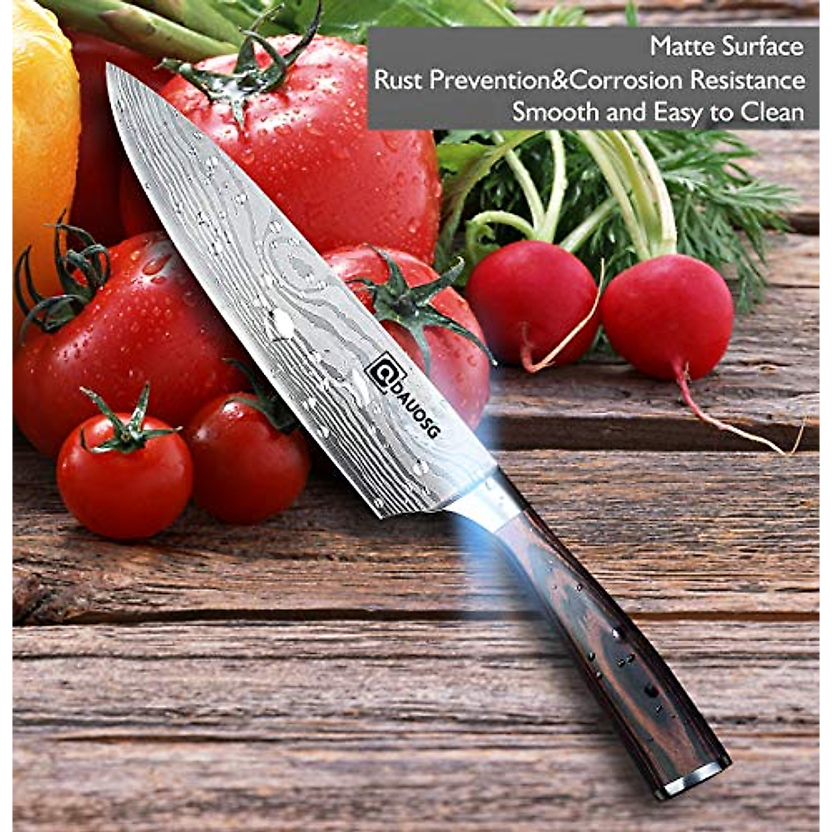 8 Inch Chef's knife, blade length 20 cm, professional kitchen knife, chef's knife, utility knife made of carbon stainless steel, extra sharp knife blade with ergonomic handle