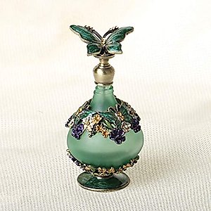 YU FENG Vintage Crystal Perfume Bottles Empty Refillable Butterfly Flowers Decor Glass Perfume Bottle for Essential Oils