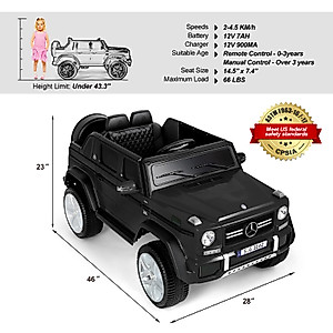 JOYLDIAS Kids Ride On Cars, Licensed Mercedes-Benz Maybach G650S, 12V7AH Battery Powered Toy Electric Car for Kids with 2.4GHz Remote Control, 2 Motors, 3 Speeds, Lock, Music, Horn, LED Lights, Black