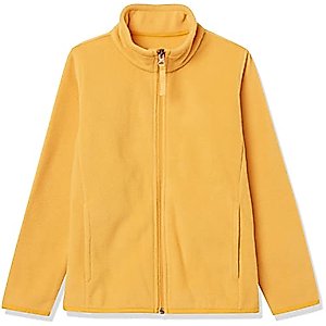 Amazon Essentials Boys' Polar Fleece Full-Zip Mock Jacket - Discontinued Colors, Mustard Yellow, Medium