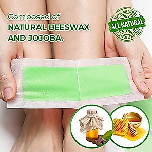 Nopunzel Wax Strips, Waxing Strips, Wax strips for Hair Removal, Facial Waxing Strips, Body Wax Strips for Arms, Legs, Chest, Back and Bikini, Hair Removal for Women and Men, Waxing Kit with 42 Wax Strips (2 Sizes) + 4 Calming Oil Wipes (Green)