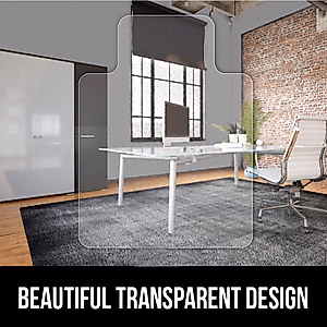 Gorilla Grip Desk Chair Mat, No Divots, Rolling Chairs Glide Easy, Heavy Duty Studded, Protects Carpeted Floor Under Desks, Transparent Mats for Office, Home and Gaming Floors, with Lip 48x36, Clear