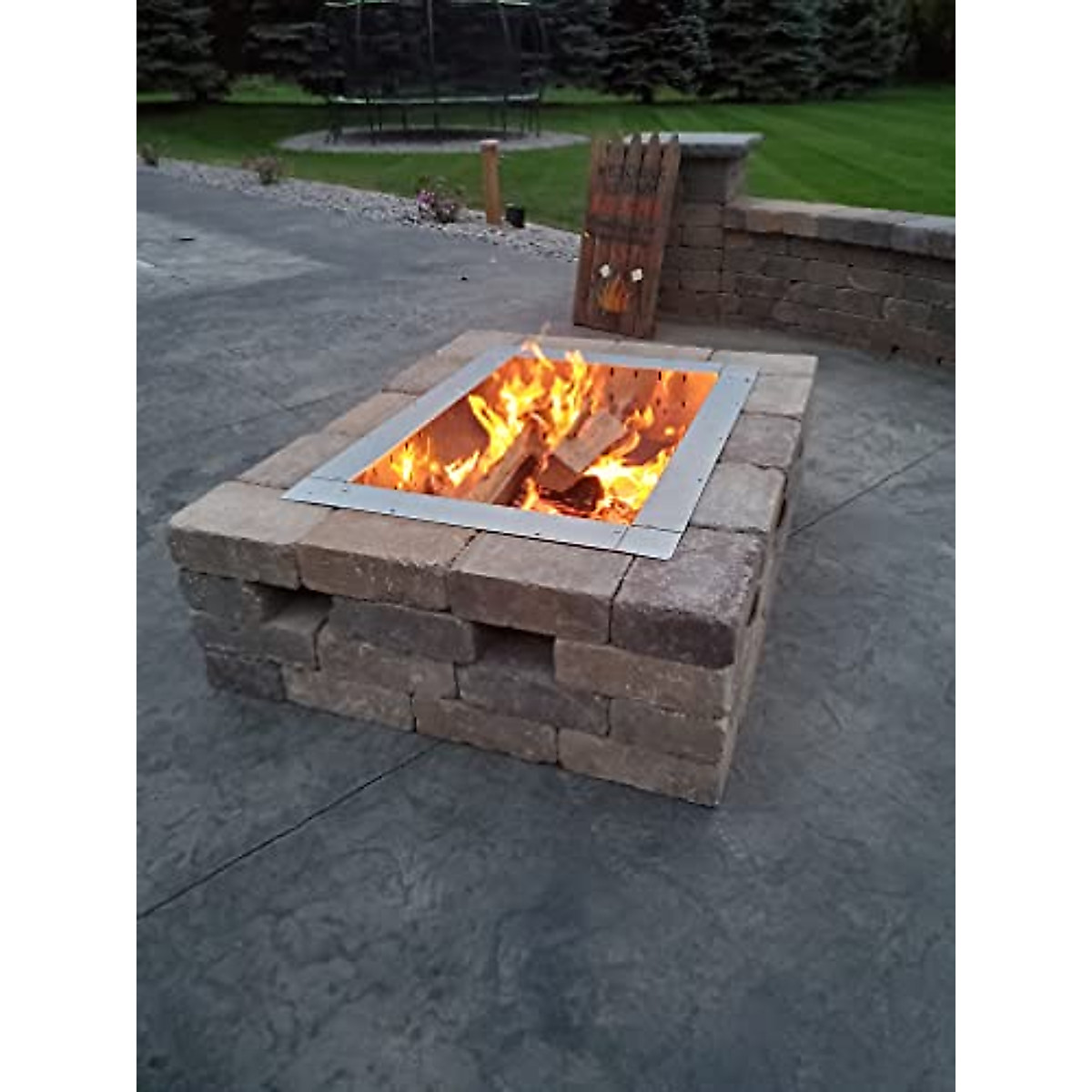 Firebuggz Heavy Duty Stainless Steel Fire Pit Ring Insert for Outdoors - 24”x 36” Rectagular Insert, 32”x 44” Outside Flange, 9" Height