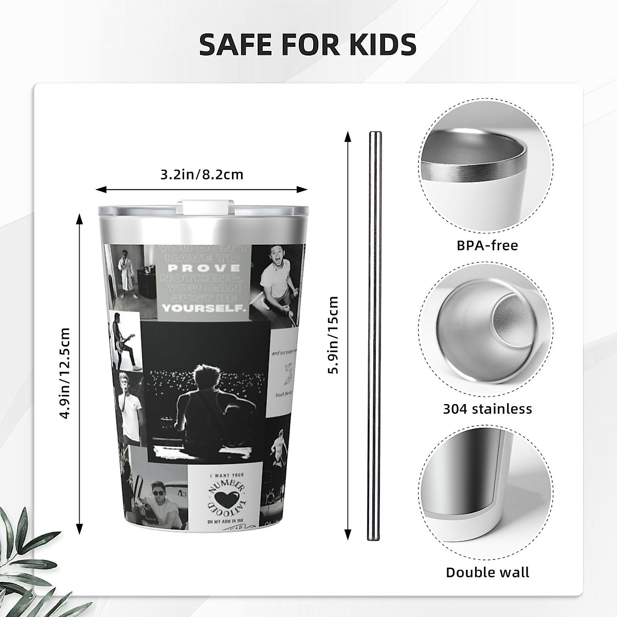 UALWORY Niall Music Horan Tumbler Cup 12oz Travel Coffee Mug with Lid and Straw Stainless Steel Insulated Mugs