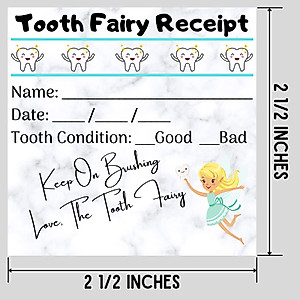 Dapper 360 | 20 Pack of Small Tooth Fairy Receipts 2.5x2.5 | Tooth Fairy Note | Tooth Fairy Certificate | Tooth Fairy Letter