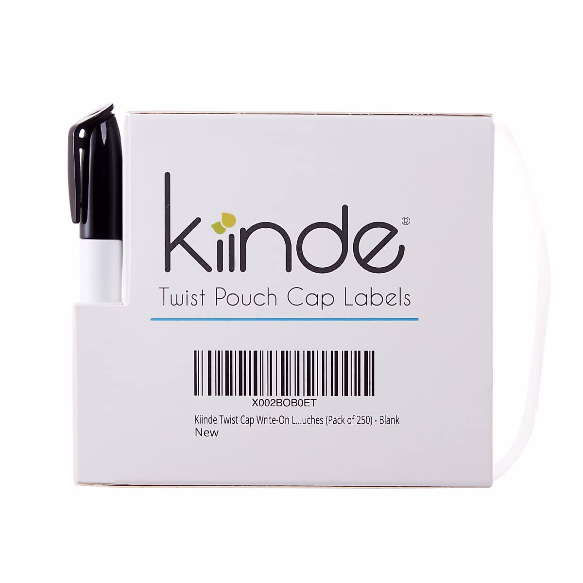 Kiinde Twist Cap Single-Use Write-On Labels for Breast Milk and Baby Food Storage Pouches (Pack of 250) - Includes Label Dispenser with Marker and Marker Holder - Blank