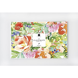 DB Party Studio Paper Place Mats Pack of 25 Gorgeous Colorful Watercolor Flowers Bridal Shower Engagement Graduation Parties Brunch Dinner Easy Cleanup Disposable Table Setting 17" x 11" Placemats