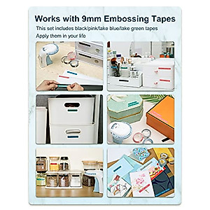 Airmall Omega S Embossing Label Maker Machine with Tapes, OmegaS 3D Embosser Handheld Label Machine, Portable Lettering Embossed Labeler with 6 Rolls Emboss Tapes for Home DIY Crafting