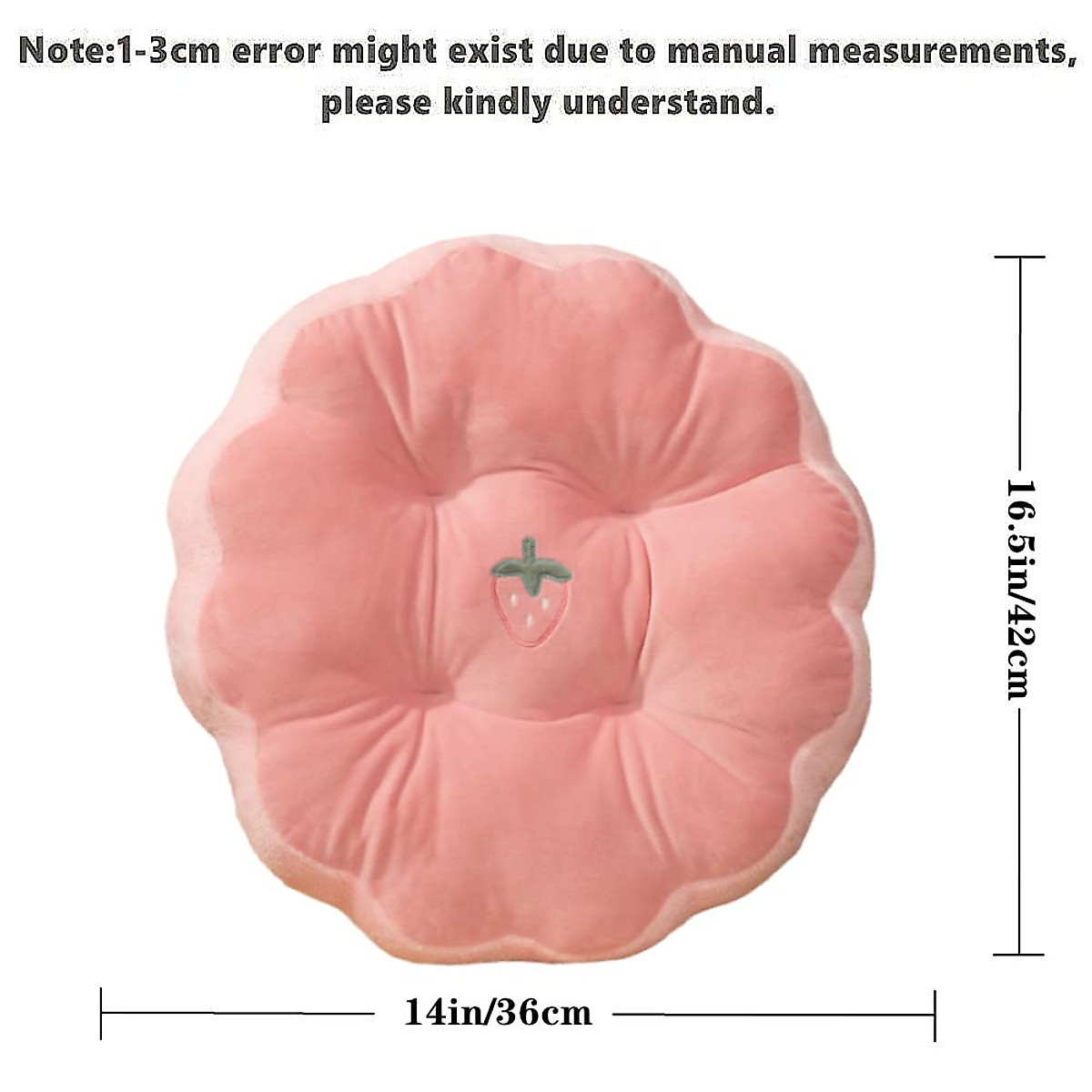 PUXU Cartoon Plush Animal Home Office Chair Student Round Padded Cushion Cute Cushion Plush Plush Decorative Cushion Often Cushion (42cm/16.5in,Strawberry Round)