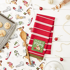 DII Christmas Pets Collection Decorative Kitchen Towels for Dog and Cat Lovers, Dishtowel Set, 18x28, Be Meowy, 2 Count