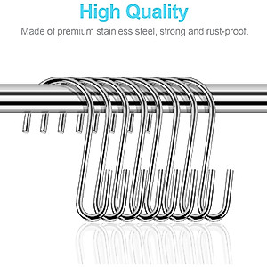 FIVOENDAR 50 Pack Heavy Duty S Hooks S Shaped Hooks Hanging Hangers Pan Pot Holder Rack Hooks for Kitchenware Spoons Pans Pots Utensils Clothes Bags Towels Plants(Black & Silver)