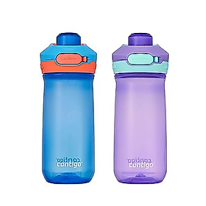 Contigo Trekker Kids Water Bottle with Spill-Proof Lid, 14oz Water Bottle with Leak-Proof Technology, BPA-Free & Jessie Kids Water Bottle with Leak-Proof Lid, 14oz Dishwasher-Safe Kids