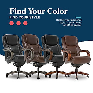 La-Z-Boy Delano Big & Tall Executive Office Chair | High Back Ergonomic Lumbar Support, Bonded Leather, Brown | 45833 model