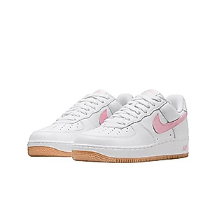 Nike Men's Air Force 1 Low Shoe, White/Pink-gum Yellow-metallic, 9