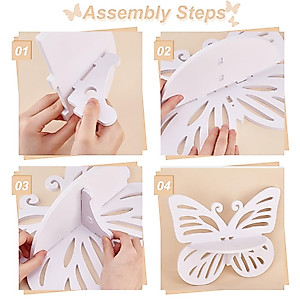 OLYCRAFT 13.8x11x4.3 Inch Butterfly Floating Shelves White Butterfly Wall Mounted Shelve Butterfly Shape Storage Rack Butterfly Nursery Wall Deor Floating Shelf for Living Room Home Laundry Room Decor