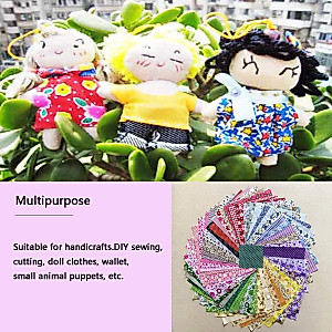 50 Pcs 4" x 4" Craft Fabric, Craft Bundle Patchwork, Pre-Cut Quilt Squares, Quilting Fabric Bundles with Sewing Kit for DIY Artcraft Pattern